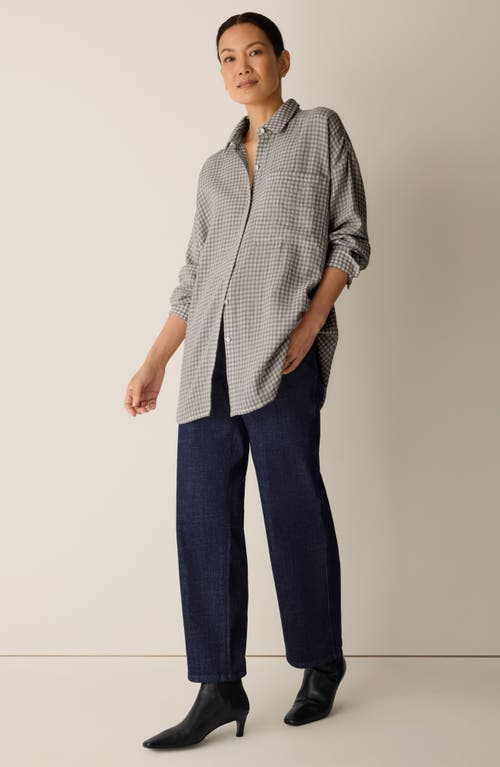 EILEEN FISHER Eileen Fisher Classic Collar Check Longline Shirt